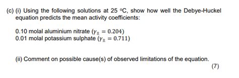 Solved C I Using The Following Solutions At C Show Chegg Com