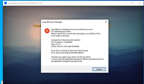 LiquidBounce Nextgen Has Encountered An Error LiquidBounce Forum