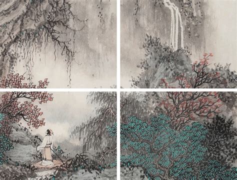 贵州七星关美协主席吴显刚 四尺三开观泉图 写意山水画 99字画网