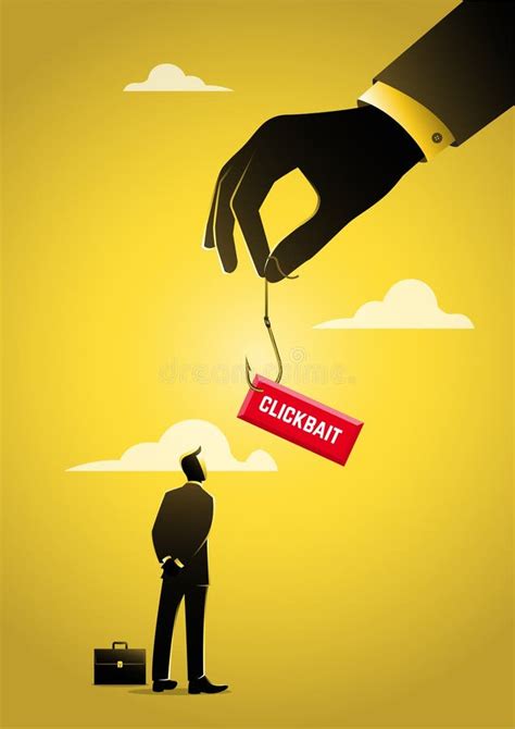 Businessman Standing With Fishing Hook With Click Button Stock Vector Illustration Of Woman