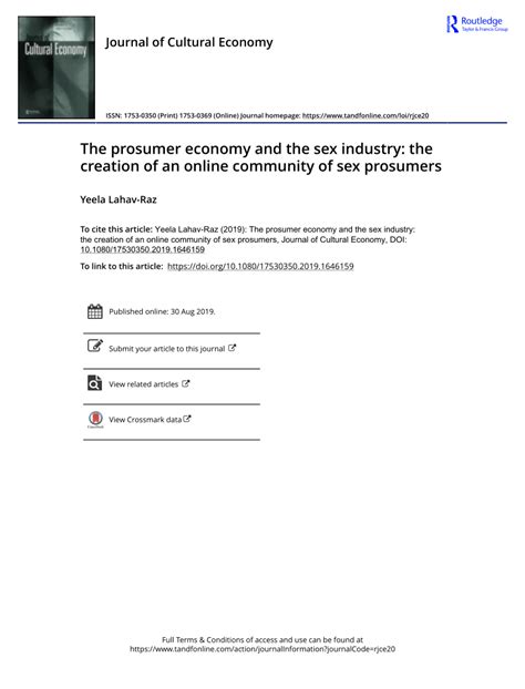 Pdf The Prosumer Economy And The Sex Industry The Creation Of An