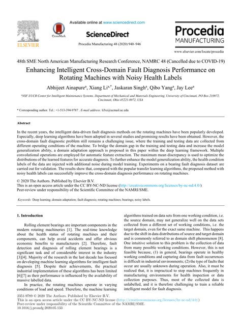 Pdf Enhancing Intelligent Cross Domain Fault Diagnosis Performance On