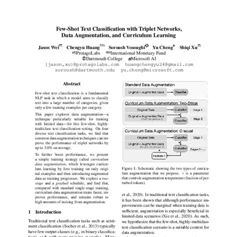 Few Shot Text Classification With Triplet Networks Data Augmentation