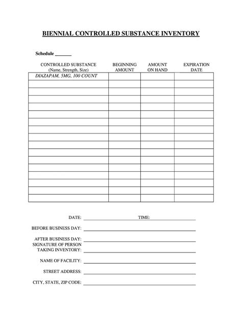 Dea Controlled Substance Log Template