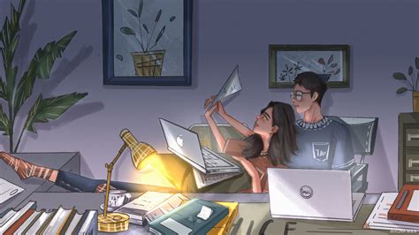 书房男孩女孩插画风格插画设计作品 设计人才灵活用工 设计dna