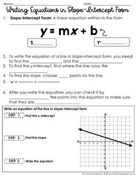 Writing Equations In Slope Intercept Form Notes TpT