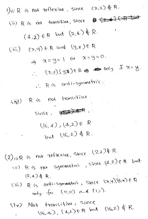 [solved] determine whether each relation defined on the set of positive