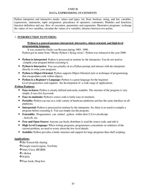 Introduction To Python Data Expressions Statements And Applications