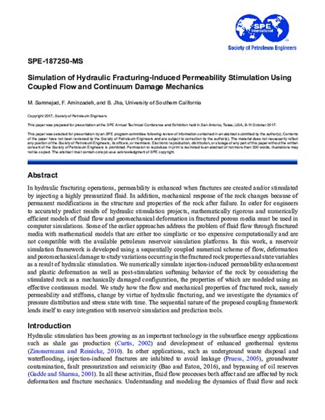 Pdf Simulation Of Hydraulic Fracturing Induced Permeability Stimulation Using Coupled Flow And