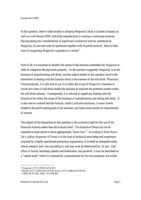 Mid Semester Assignment Laws3147 Elements Of Income Tax Law Unsw