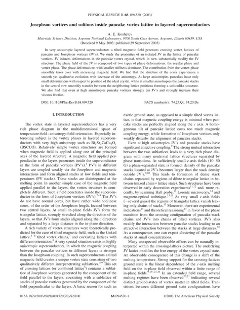 Pdf Josephson Vortices And Solitons Inside Pancake Vortex Lattice In Layered Superconductors