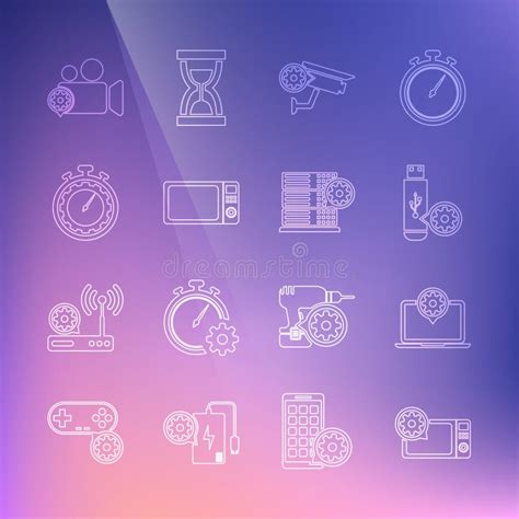 Set Line Microwave Oven Setting Laptop Usb Flash Drive Security Camera Time Management