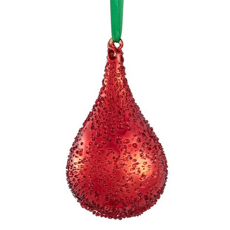 Beaded Glass Teardrop Ornament 5 Red Christmas In America