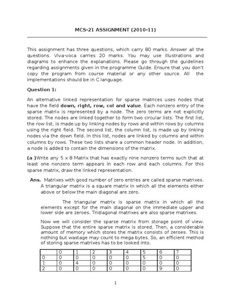 Ignou Mca Mcs 21 Solved Assignments 2011 Pdf Graph Theory Combinatorics