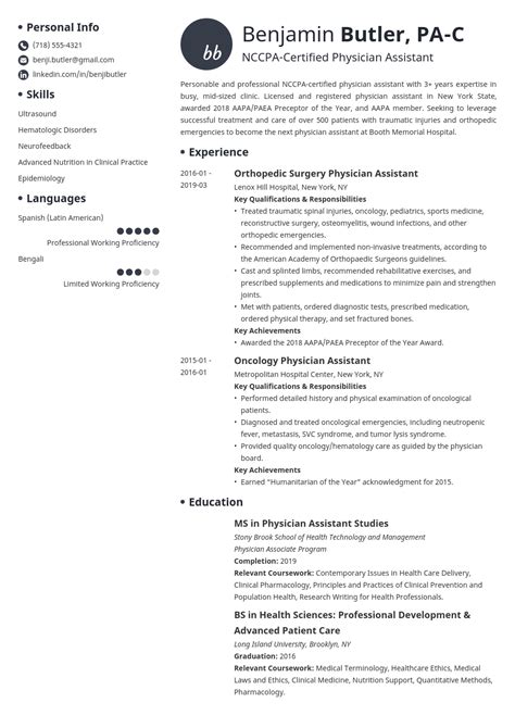 Physician Assistant Resume Examples And Templates For Pa