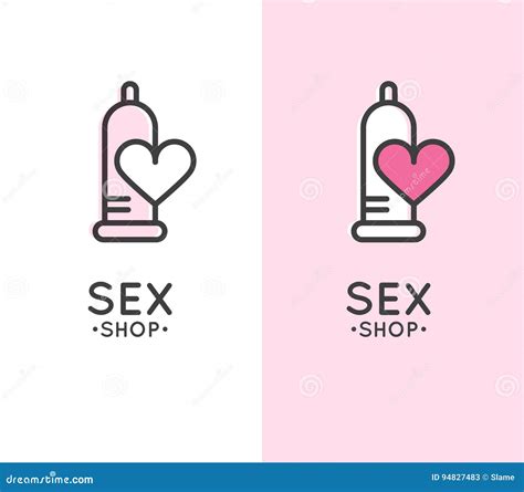 Sex Shop Logo With Condom And Heart Stock Vector Illustration Of