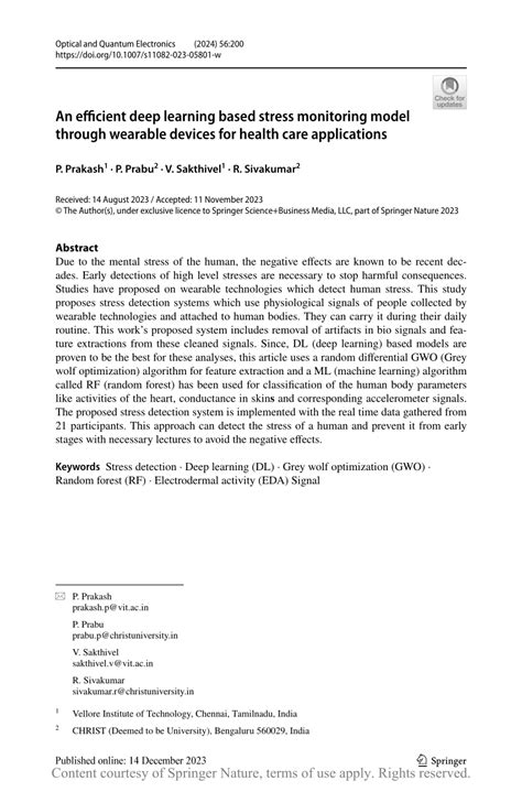 An Efficient Deep Learning Based Stress Monitoring Model Through Wearable Devices For Health