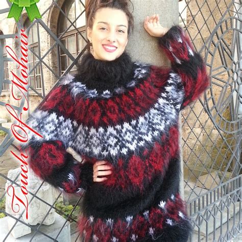 Hand Knitted Mohair Sweater Unisex Thick Fuzzy Jumper By Touch Of Mohair Etsy