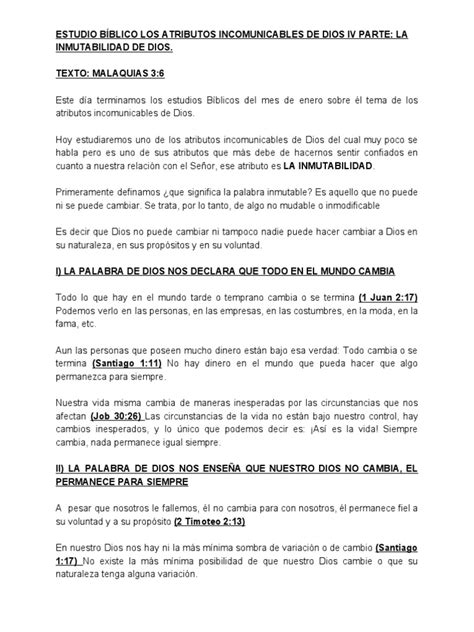 La Inmutabilidad De Dios En La Biblia Pdf Dios Salvación