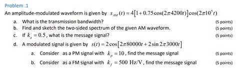 Solved Problem An Amplitude Modulated Waveform Is Given Chegg