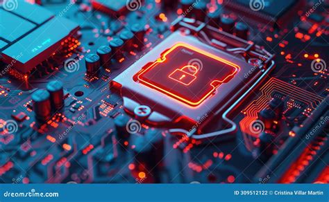 Cybersecurity Motherboard With Safety Lock Stock Illustration Illustration Of Board Lock