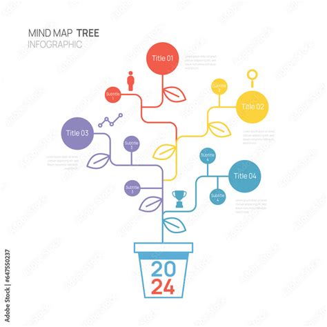 Infographic Tree Mind Map Diagram Template For Business Connection And