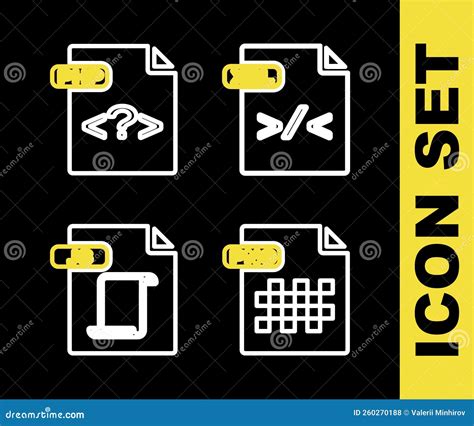 Set Line Xsl File Document Png Js And Php Icon Vector Stock