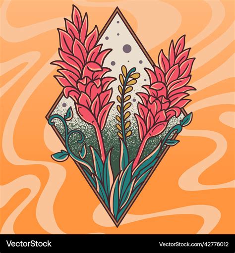 Beautiful Red Flower Nature Symbol Royalty Free Vector Image