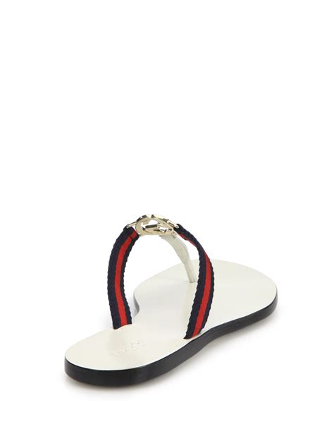 Lyst Gucci New Gg Canvas And Leather Signature Thong Sandals In Blue