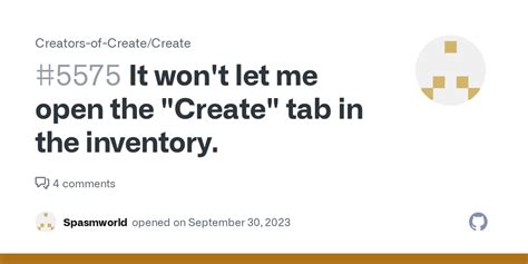 It Wont Let Me Open The Create Tab In The Inventory · Issue 5575