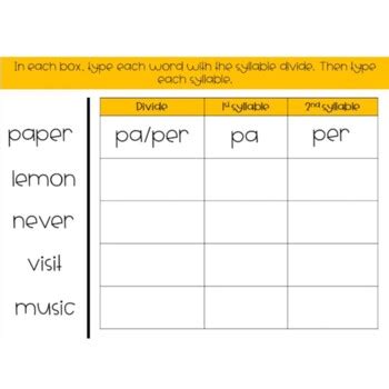 Digital Word Work Syllable Types V CV VC V By SkatingThroughLiteracy