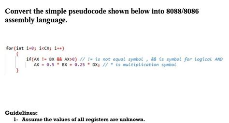 solved convert the simple pseudocode shown below into