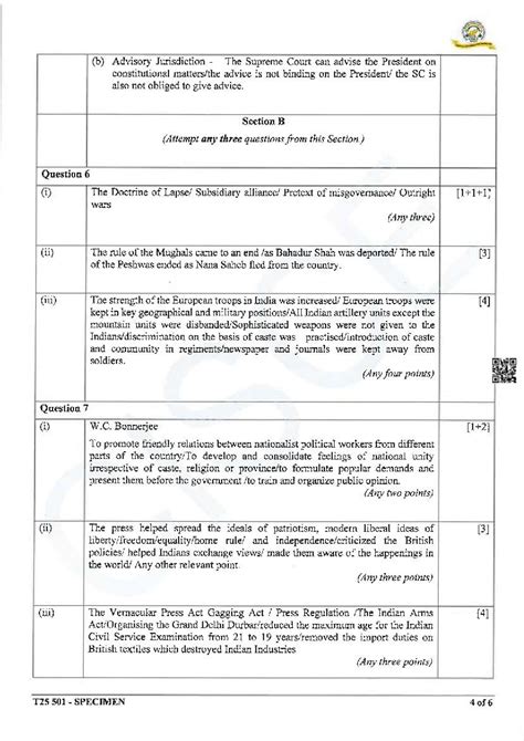 Icse Class 10 History And Civics Specimen Paper 2025 Pdf