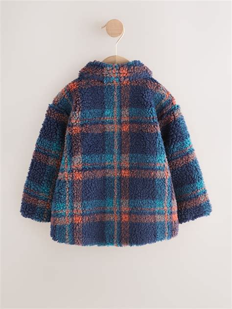 Buy Navy Check Borg Fleece Shacket 3mths 7yrs From Next Portugal
