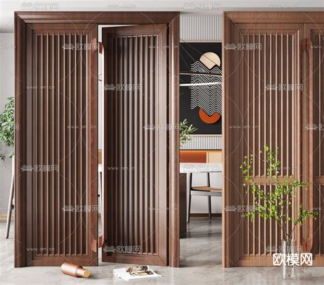 新中式格栅门 双开门3d模型下载 Id12137100 3dmax免费模型 欧模网