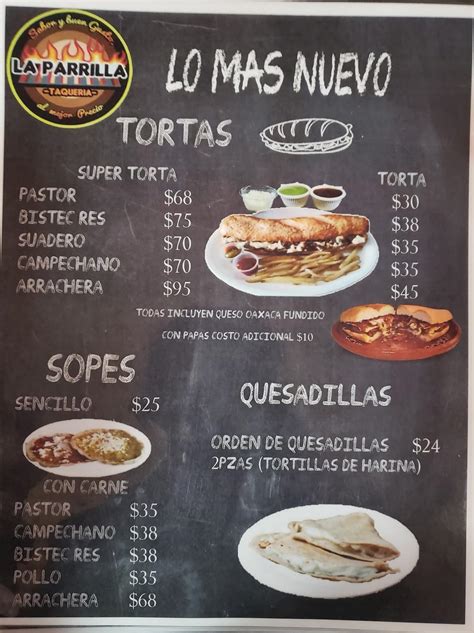 Menu At Taqueria La Parrilla Jilotepec De Molina Enríquez