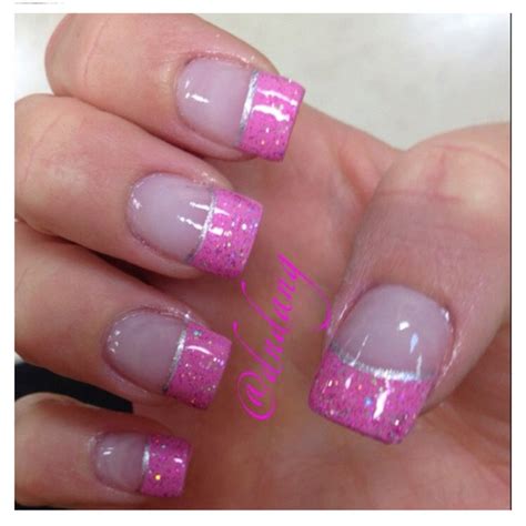 Pink And Glitter French Tip Nail Designs Glitter Glitter French