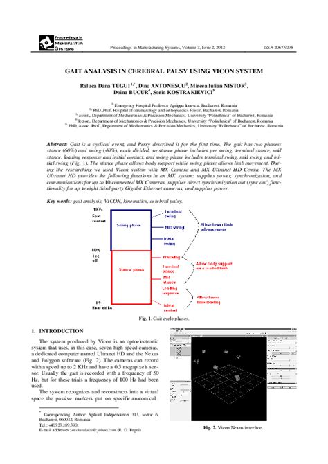 Pdf Gait Analysis In Cerebral Palsy Using Vicon System