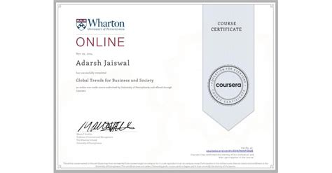 Adarsh Jaiswal On Linkedin Completion Certificate For Global Trends For Business And Society