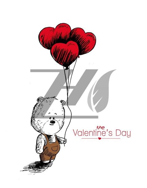 دانلود وکتور روز ولنتاین طرح خرس با بادکنک قلبی قرمز دانلود رایگان