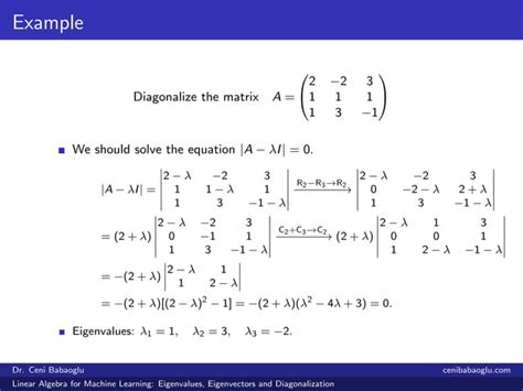 4 Linear Algebra For Machine Learning Eigenvalues Eigenvectors And Diagonalization Pdf