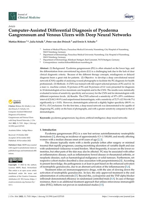 Pdf Computer Assisted Differential Diagnosis Of Pyoderma Gangrenosum And Venous Ulcers With Pdf Computer Assisted Differential Diagnosis Of Pyoderma Gangrenosum And Venous Ulcers With