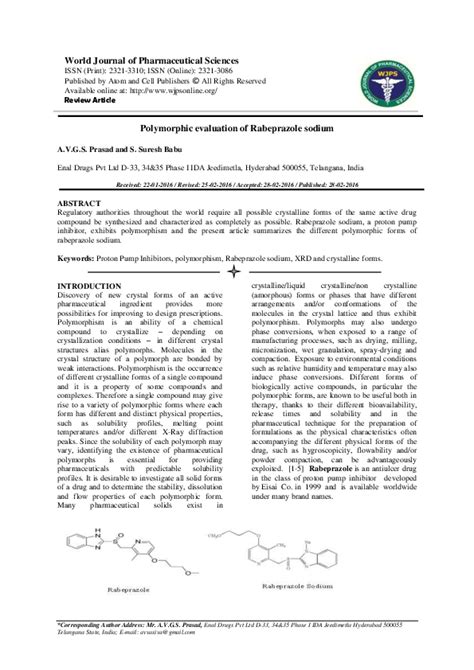 Polymorphic Evaluation Of Rabeprazole Sodium