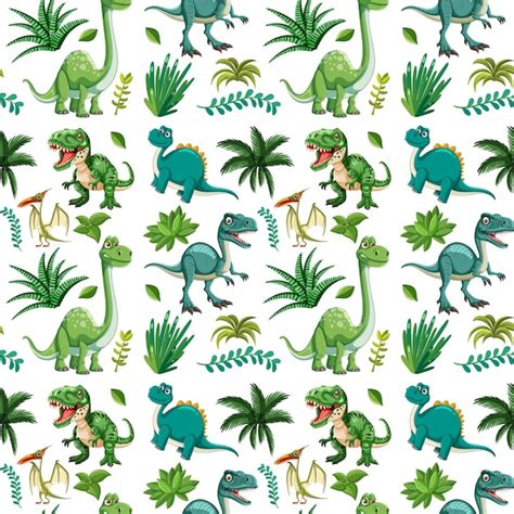 Free Vector Colorful Dinosaur Pattern Illustration