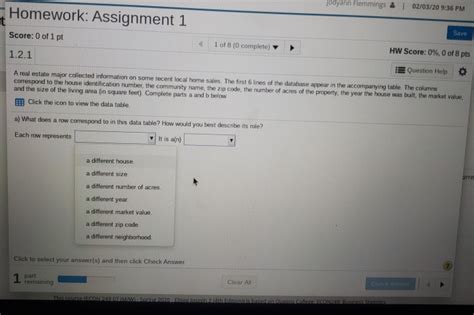 Solved Save Homework Assignment 1 Score 0 Of 1 Pt 1 2 1 1