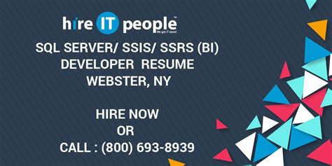 Sql Serverssisssrs Bi Developer Resume Webster Ny Hire It People