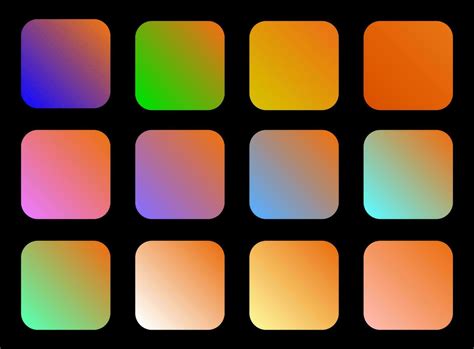 Colorful Carrot Color Shade Linear Gradient Palette Swatches Web Kit