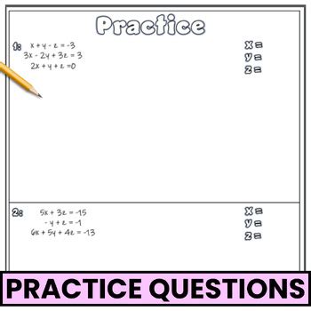 Three Variable System Of Equations Guided Notes And Examples TPT