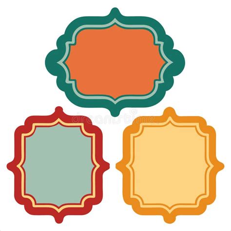 Vintage Rectangular Frame Vector Set Elegant Ornamental Border Collection Stock Vector