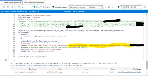 cannot access azure storage file shares from azure machine learning